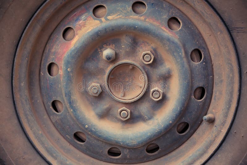 A Scrap Car Wheel, a Rusted, Sweaty Vehicle Stock Image - Image of ...