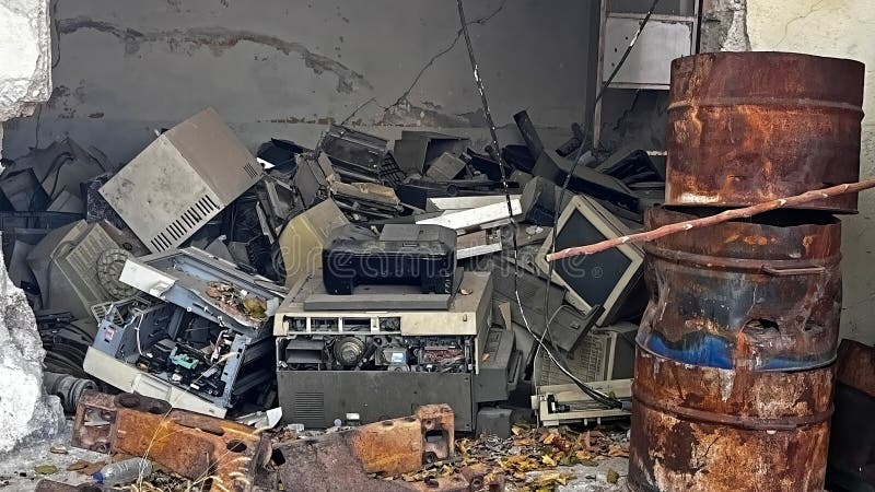 Scrap Yard with Scrap Computer Parts Stock Image - Image of metal ...