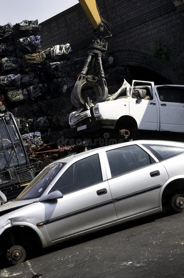 Scrap Yard Crane with Magnet Stock Photo - Image of equipment, recycle ...