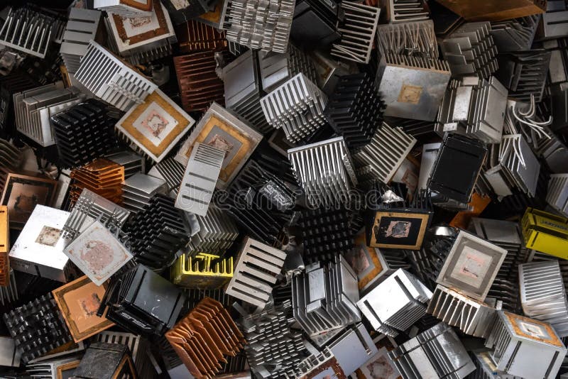 Scrap Yard Electronic Waste for Recycling with Selective Focus. Stock ...