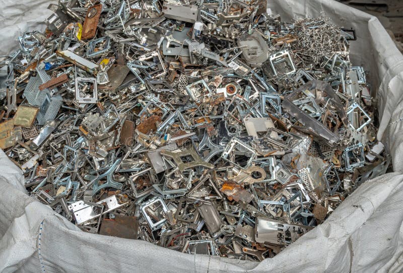 Scrap Yard Electronic Waste for Recycling with Selective Focus. Stock ...