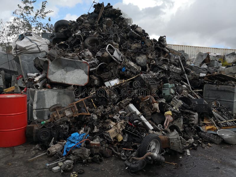 The Scrap Yard Engine and Cars Parts. Stock Image - Image of engine ...