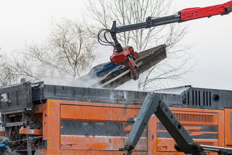 Scrap Yard. Metal and Waste Shredding System Stock Image - Image of ...
