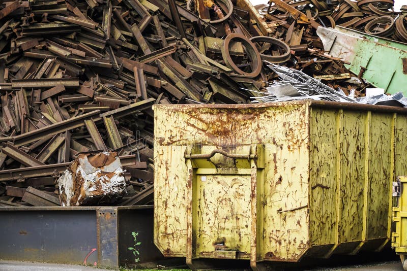 Scrap Metal in the Container Stock Image - Image of iron, environment ...