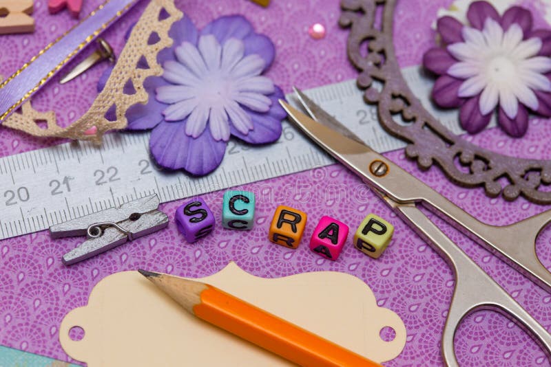 Set of Tools for Scrapbook Artist and Paper Crafter. Colour Paper ...