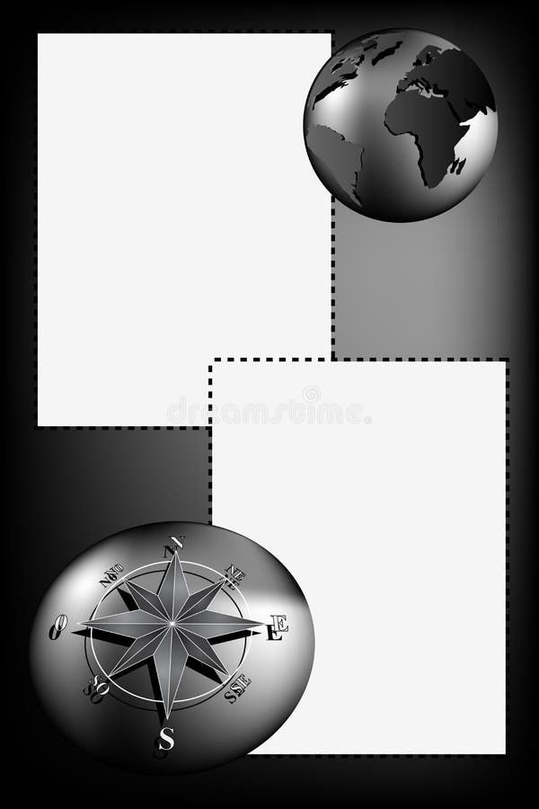 Scrapbook with Compass Rose and Map World Stock Vector - Illustration ...