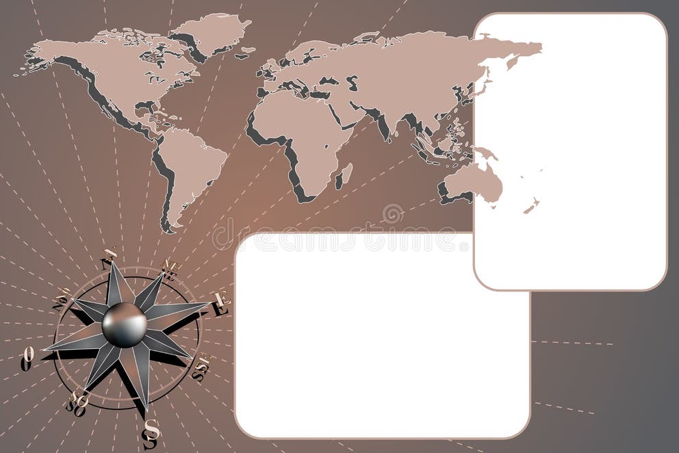 Scrapbook with Compass Rose and Map World Stock Vector - Illustration ...