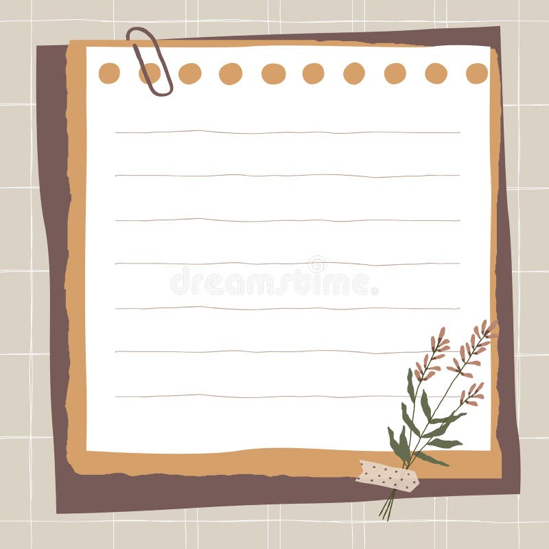 Scrapbook Composition with Notes Paper, Tapes and Flowers Elements ...