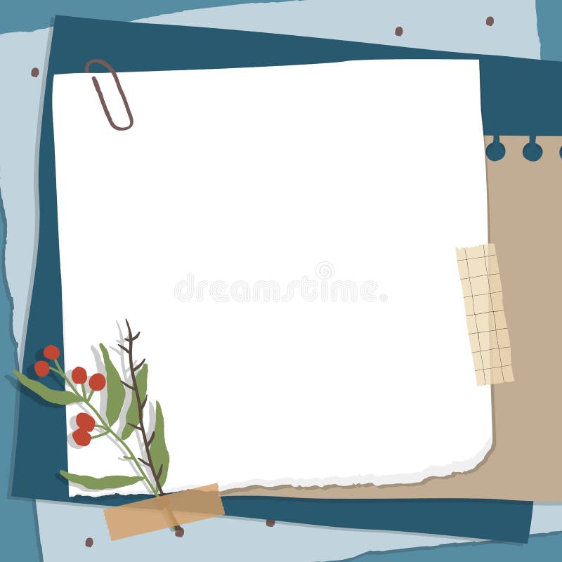 Scrapbook Composition with Notes Paper, Tapes, Flowers Elements and ...