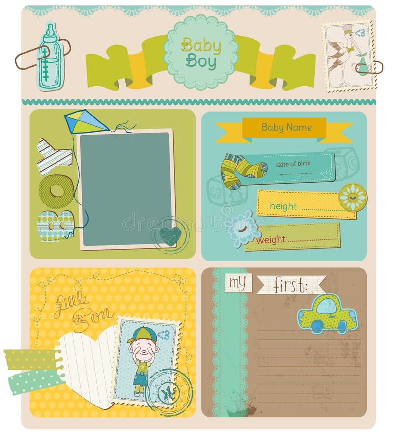 Scrapbook Design Elements - Baby Boy Stock Vector - Illustration of ...