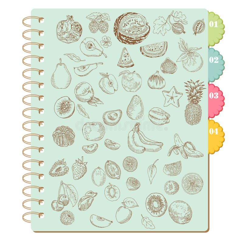 Scrapbook Design Elements -Set of Various Fruits Stock Vector ...