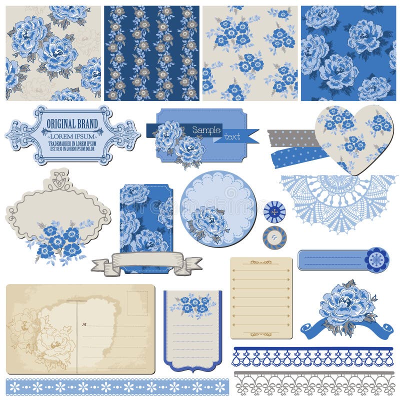 Vintage Blue Flowers stock vector. Illustration of beautiful - 30205474