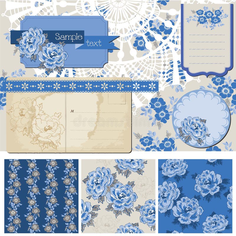 Vintage Blue Flowers stock vector. Illustration of element - 30205517
