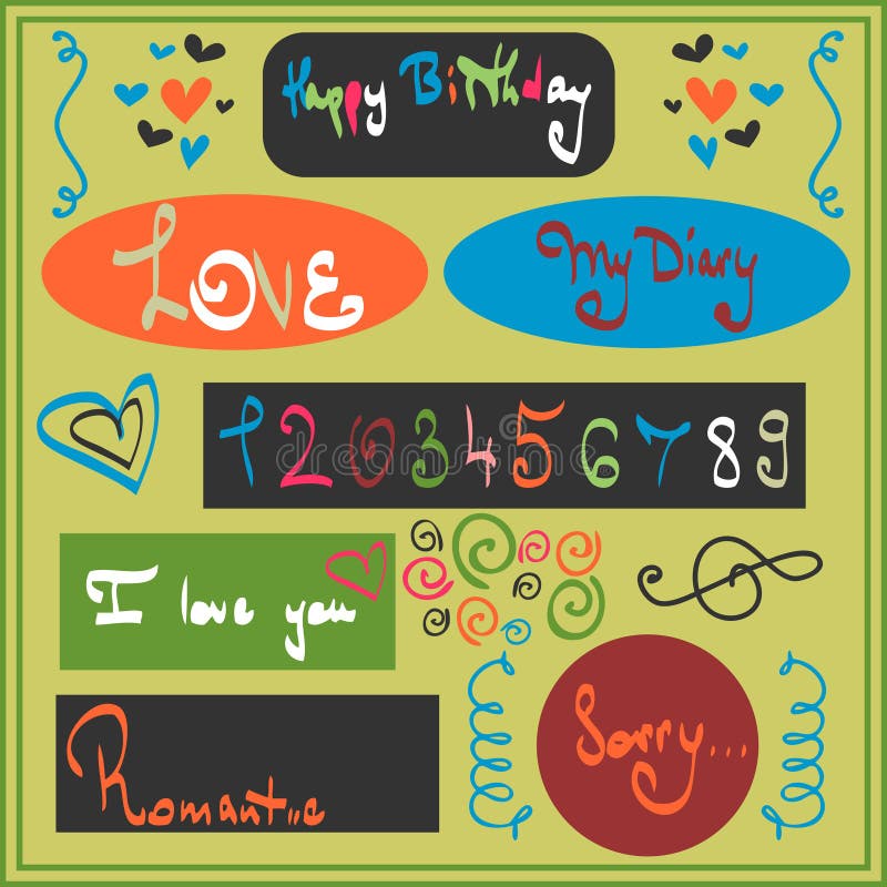 Scrapbook Elements with Text Elements Stock Vector - Illustration of ...