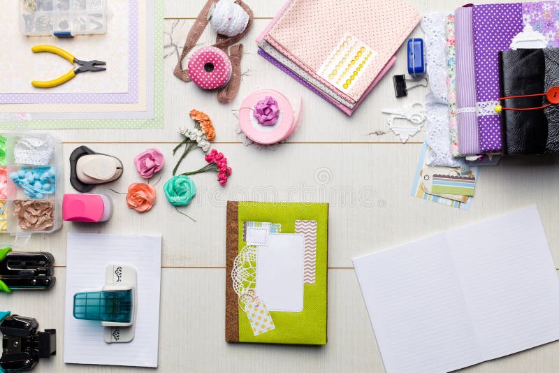 Scrapbook Elements and Tools for Decoration Albums Stock Photo - Image ...