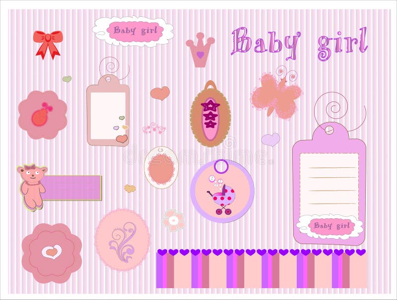 Scrapbook Girl Set stock illustration. Illustration of ladybug - 20661604