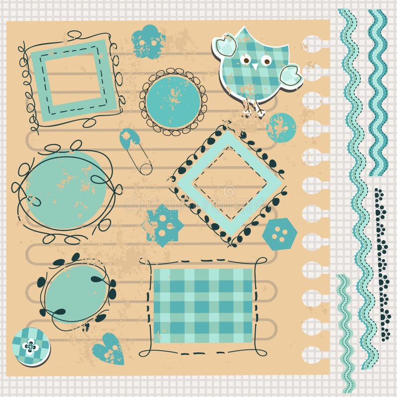 Blue scrapbook kit stock vector. Illustration of grunge - 29362171