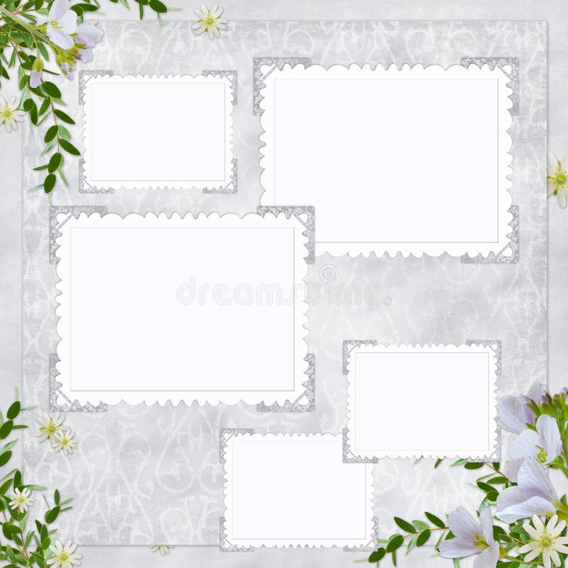 Scrapbook Page Green Floral Frames Stock Illustration - Illustration of ...