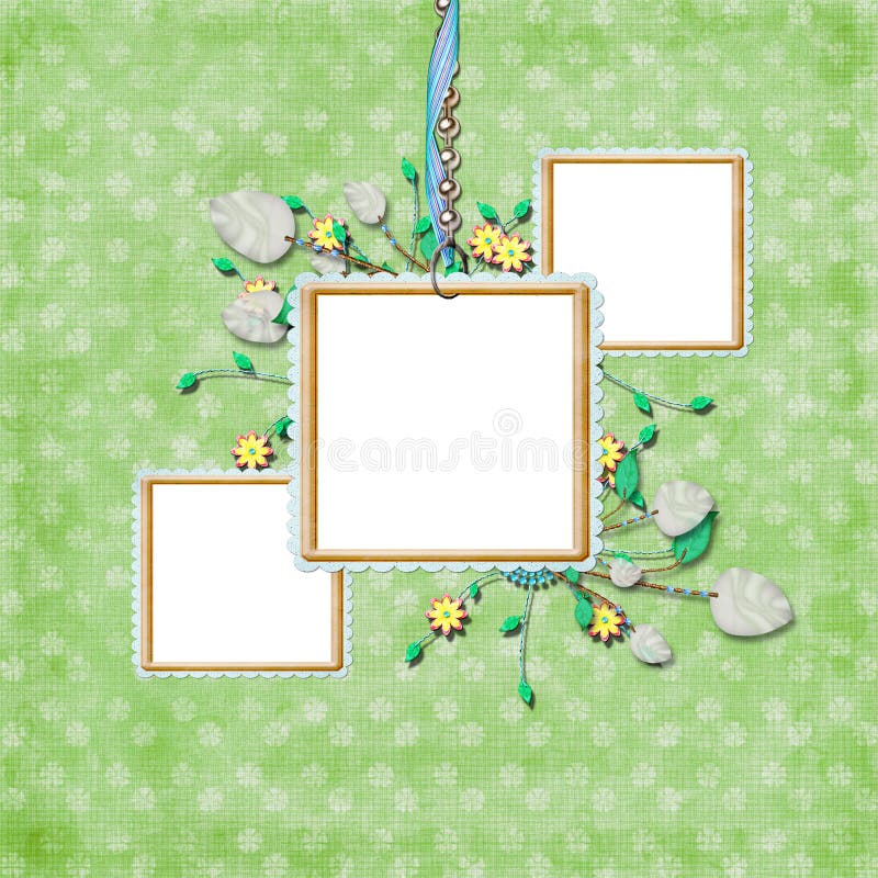 Scrapbook Page Green Floral Frames Stock Illustration - Illustration of ...