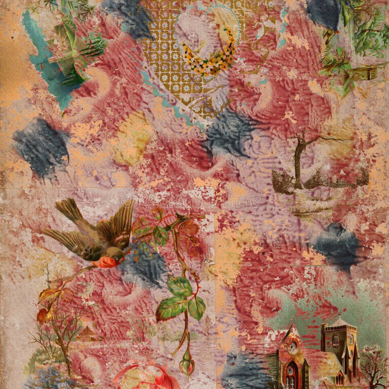 Scrapbook Floral Collage Background Stock Illustration - Illustration ...