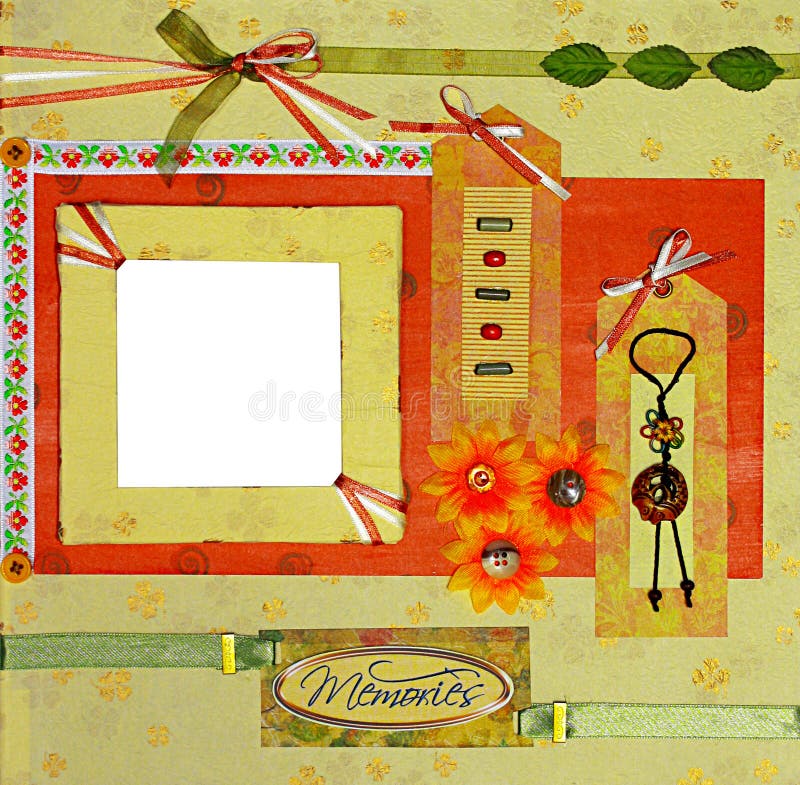 Scrapbook photo frame stock photo. Image of leaves, crafting - 195399300