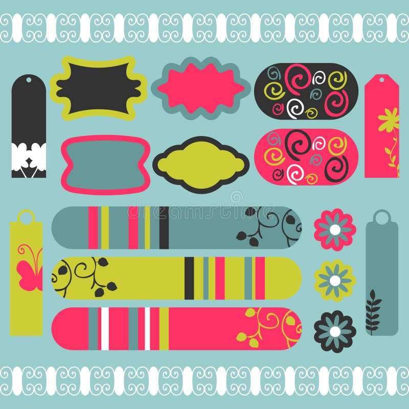 Scrapbook pretty elements stock vector. Illustration of stripey - 24315692