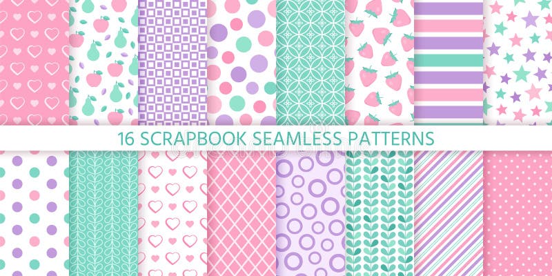 Scrapbook Seamless Pattern. Vector Illustration. Geometric Pastel ...