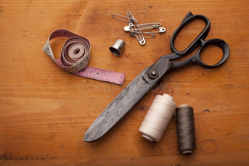 Scrapbooking Craft Materials/ Background with Sewing Tools and C Stock ...