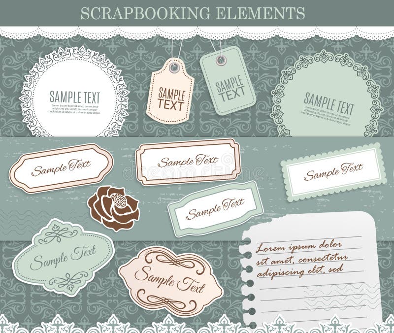 Scrapbooking Elements, Vector Paper Stickers Set Stock Illustration ...