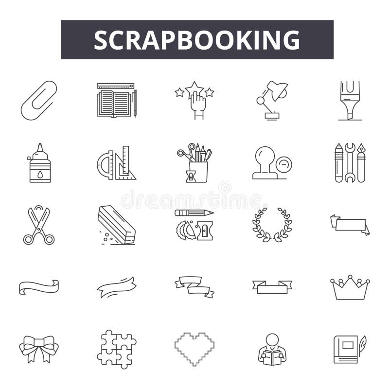 Scrapbooking Line Icons, Signs, Vector Set, Linear Concept, Outline ...