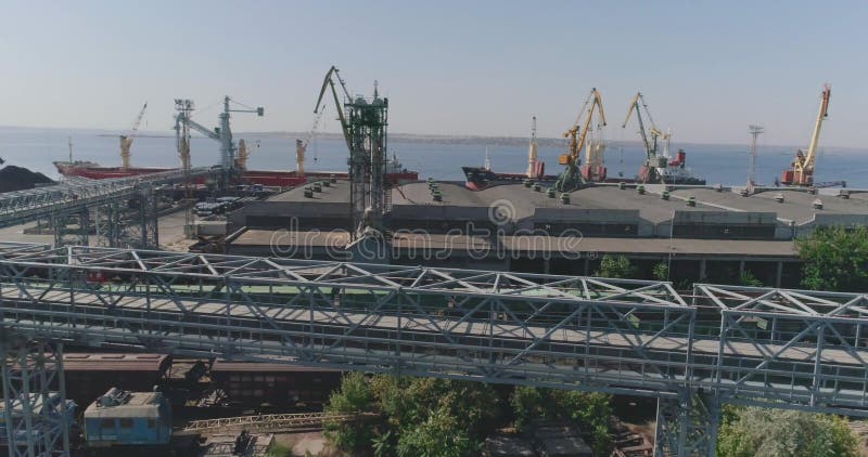 Scraper Conveyors in the Port Close-up, Grain Transportation by ...