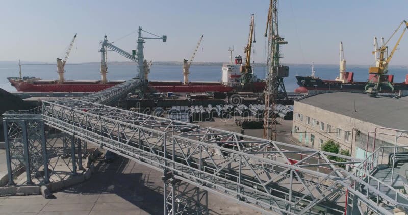 Scraper Conveyors in the Port Close-up, Grain Transportation by ...
