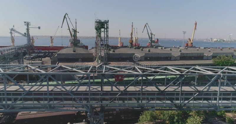 Scraper Conveyors in the Port Close-up, Grain Transportation by ...