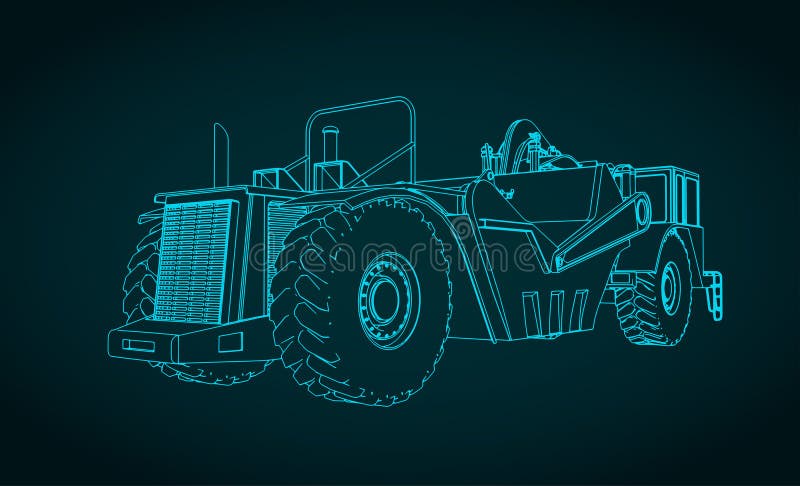 Scraper for Heavy Earthmoving and Mining Drawing Stock Vector ...