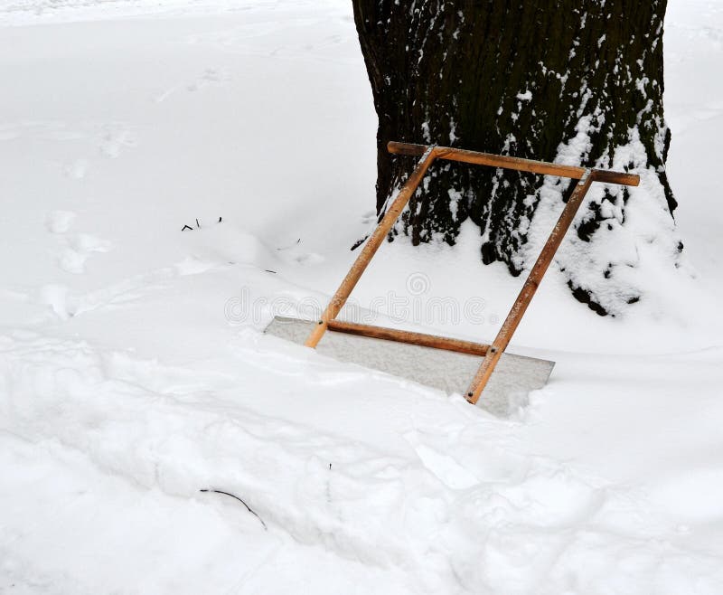 Scraper for Remove Snow in Snowdrift Near Cleared-away Path 1 Stock ...