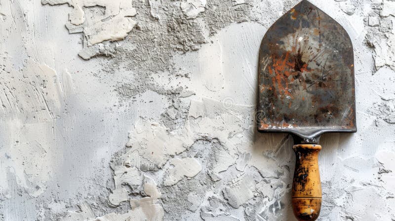 Scraper Tool with Rubber Handle on Textured Plaster Wall Stock Image ...