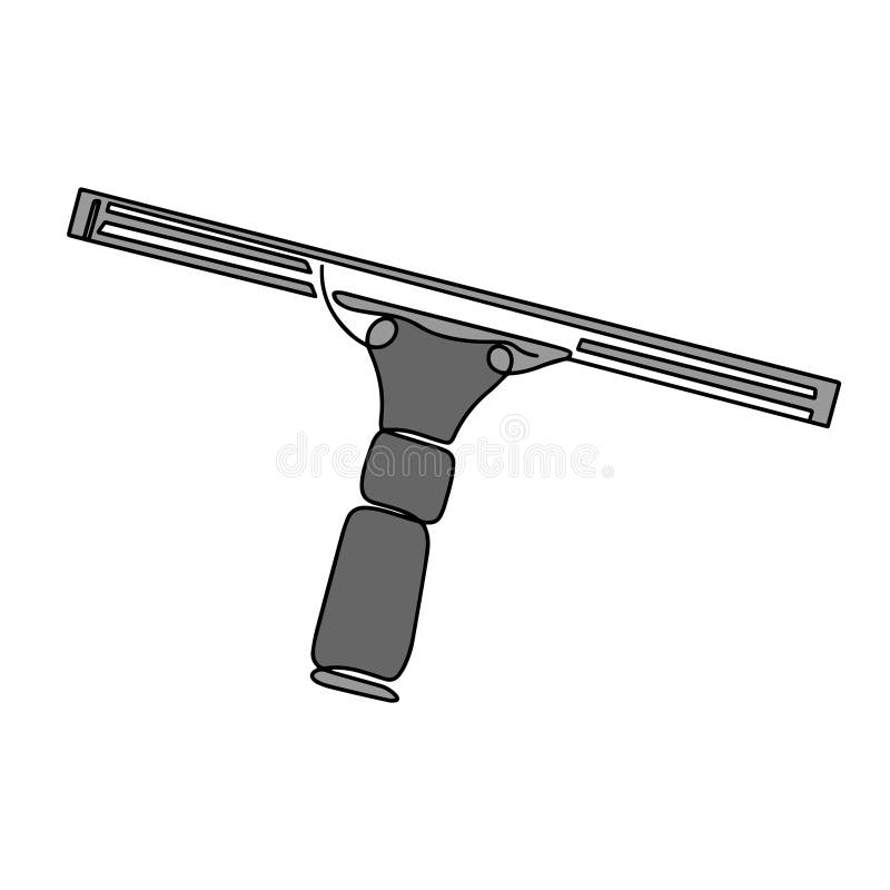 Scrapers. Window Cleaner with a Rubber Nozzle. Drawing with One Line ...