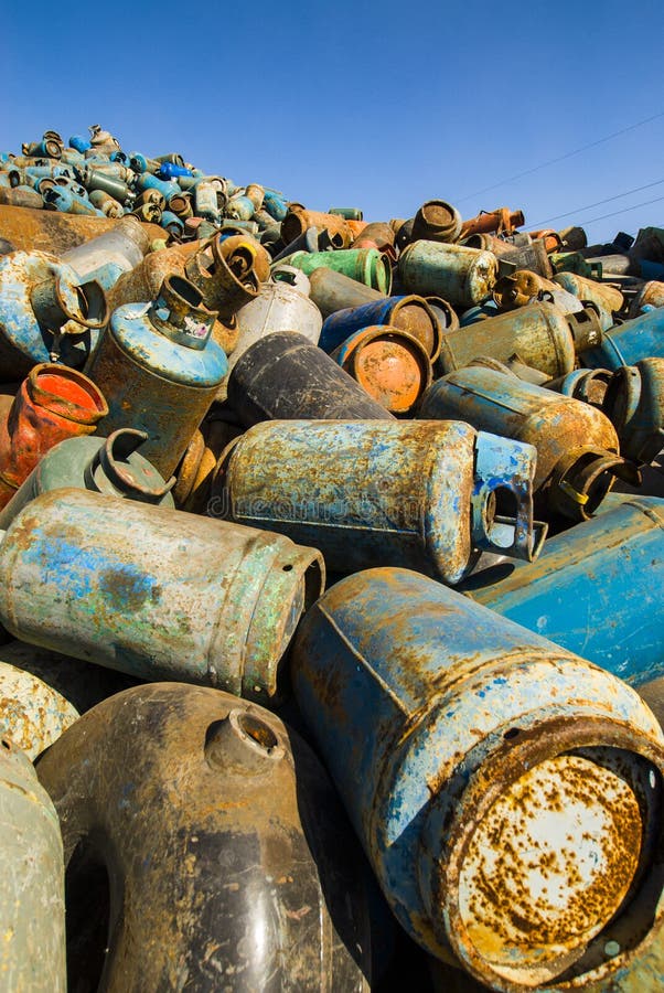 Scrapped gas cylinders stock photo. Image of industrial - 89904778