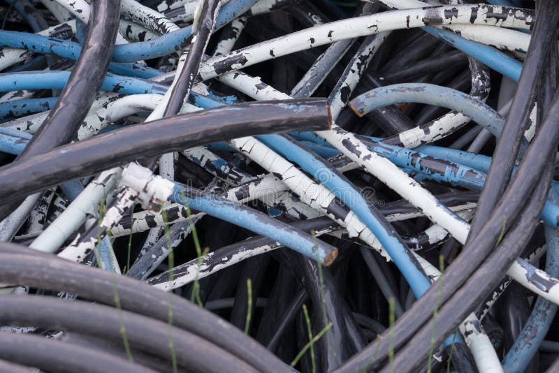 Scrapped Electrical Cables in Electrical Discharge Stock Photo - Image ...