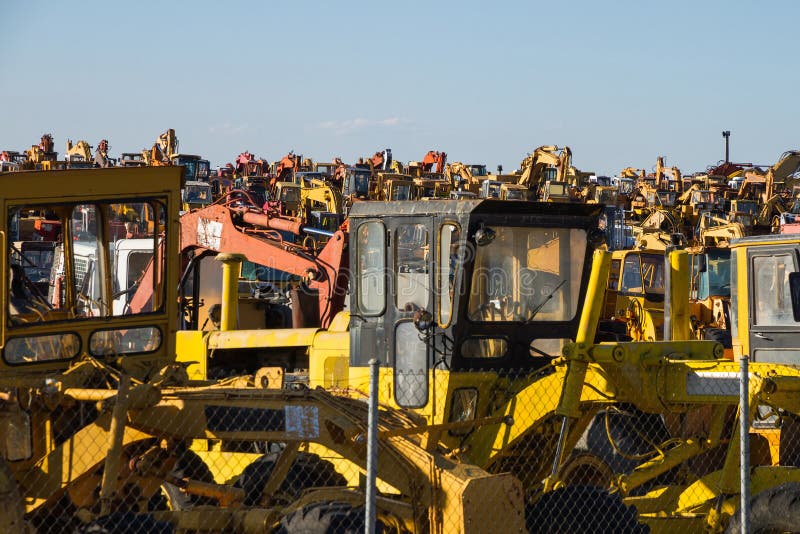 Scrapping Construction Machinery Stock Photo - Image of metal, chassis ...