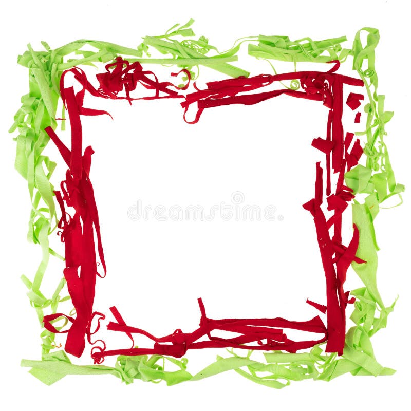 Scraps of Green and Red Cloth Arranged in a Square Frame Stock Image ...