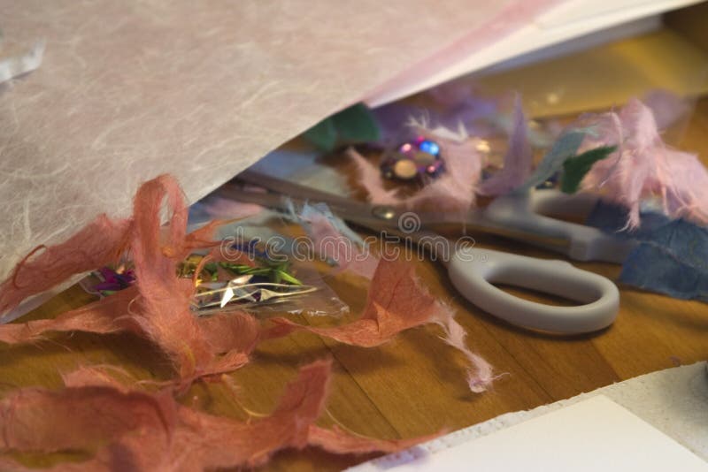 Scraps and Tools stock image. Image of blue, pink, scissors - 738899