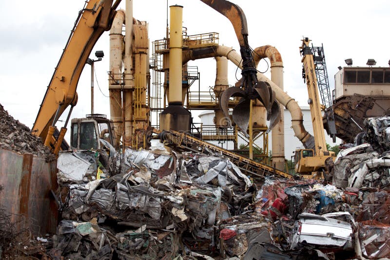 Scrapyard view stock photo. Image of facility, crushed - 33030366