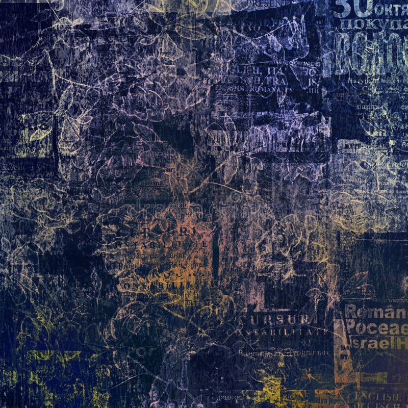 Scratch Abstract Background with Floral Ornament Stock Illustration ...