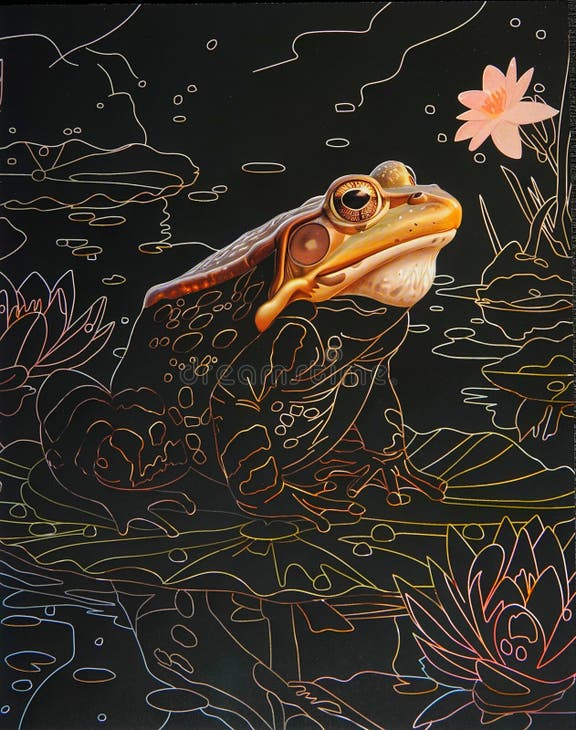 Scratch Art - Frog on the Lake Stock Photo - Image of texture, scratch ...