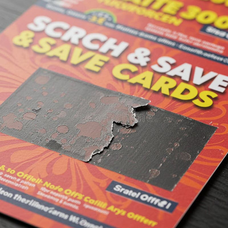 Scratch Card with Partially Removed Silver Coating, Revealing Text ...