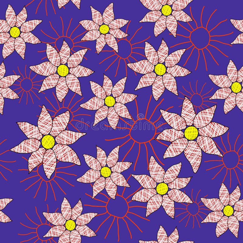 Red and Yellow Flower Repeating Seamless Pattern. Stock Vector ...