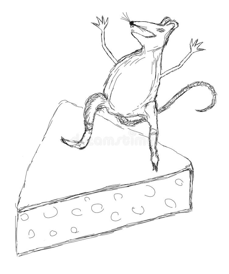 A Scratch of a Mouse on a Piece of Cheese Stock Illustration ...