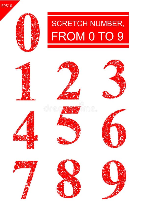 Scratch Number from 0 To 9, Isolated on White Stock Vector ...