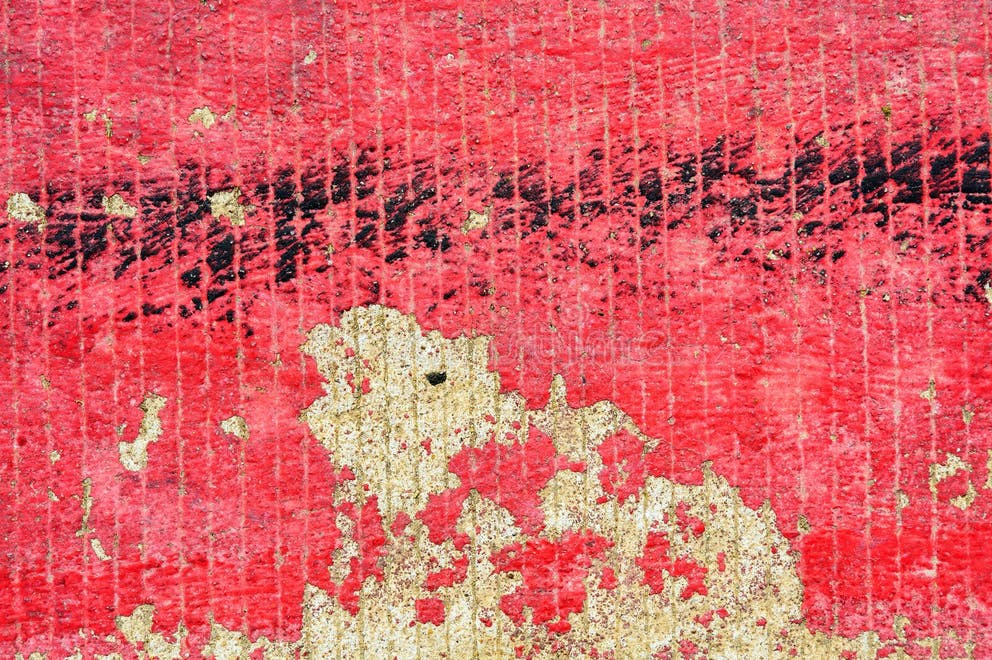 Scratch of Red Line on Concrete Road Stock Image - Image of color, road ...